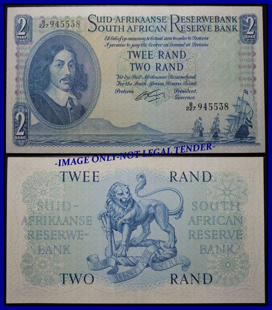 G Rissik - S. A. Bank Note : TWEE RAND/TWO RAND : G. RISSIK Almost UNC ...