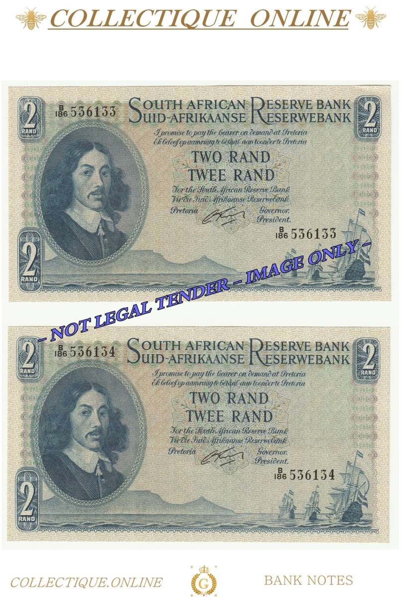 G Rissik - 1962 S. A. Bank Note : TWO RAND/TWEE RAND : G. RISSIK ...