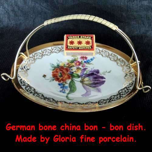 German Porcelain - GERMAN BONE CHINA BON - BON DISH WITH HANDLE. Gloria ...