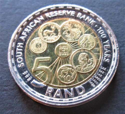 Five Rand - FIVE RAND 2021 SOUTH AFRICA COIN - 100 YEARS RESERVE BANK ...