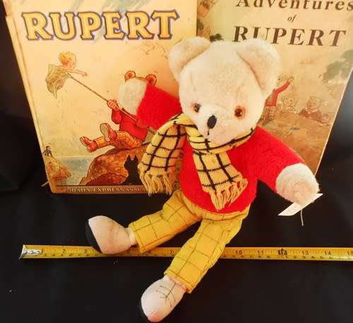 Bears - vintage collectable Teddy bear, Rupert the Bear with two Rupert ...