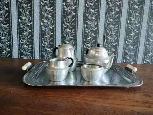 Other Metalware - Vintage Stainless steel tea set with Bakelite handles ...