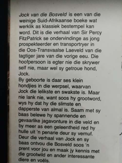 Afrikaans Non-Fiction - JOCK VAN DIE BOSVELD Sir Percy FitzPatrick Afr ...