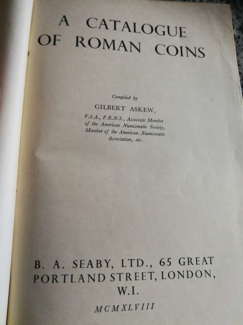Crafts & Hobbies - A CATALOGUE OF ROMAN COINS Compiled by GILBERT ASKEW ...