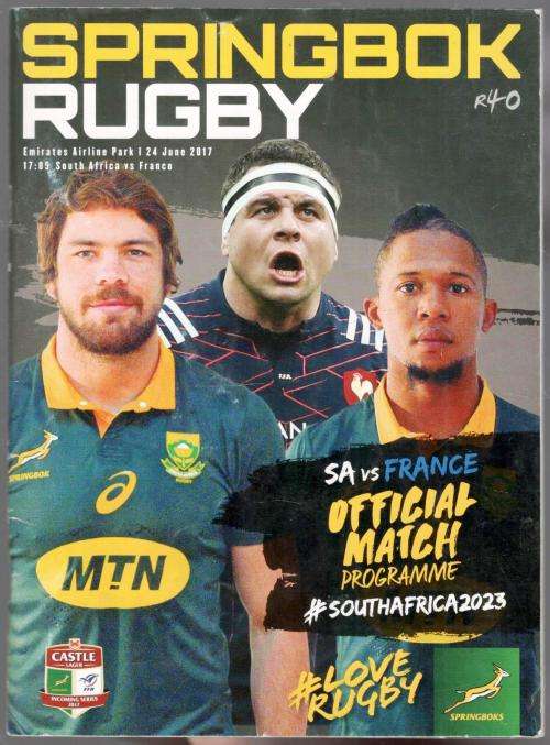 Rugby - Springbok Rugby Programme - SA vs France -- 24 June 2017 was ...
