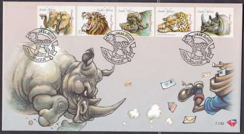 Republic of South Africa - RSA - THE BIG FIVE CARTOONS (SKUKUZA), FDC 7 ...