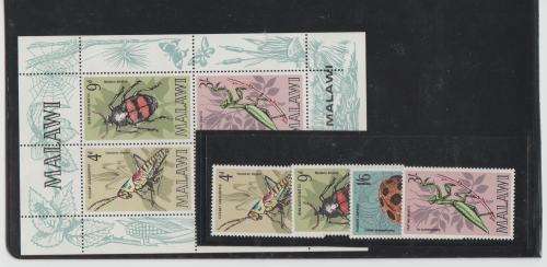 Malawi - MALAWI-1970 INSECTS-MINISHEET PLUS SET OF 4 SINGLES- TO 3/-ALL ...