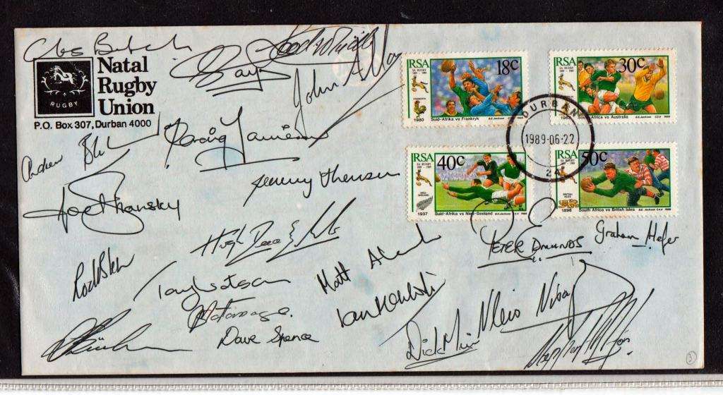 Sporting Memorabilia - RSA NATAL RUGBY COVER-SIGNED JOEL STRANSKY,VLEIS ...