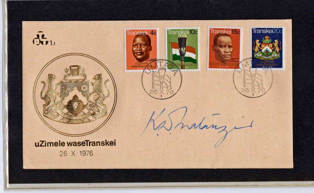 Transkei - TRANSKEI INDEPENDENCE FDC 1.1-SIGNED KAIZER MATANZIMA,1ST ...