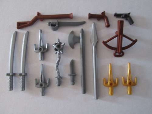LEGO Minifigures - Weapon Bundle (Sai, Katana, Guns, Cutlass Sword ...