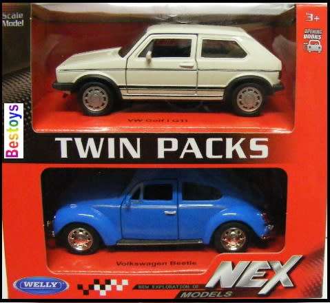 Models - Welly Diecast Model Car Set 2 pk VW Volkswagen Beetle & Golf ...