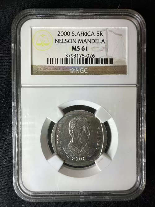 2000 R5 - 2000 * Mandela Smiley * graded MS61 * if collecting the grades, the ms61 is not so ...
