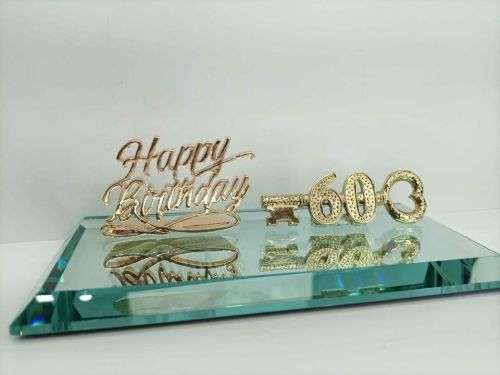 Finished Mosaic & Glass Crafts - Gold Happy Birthday 60th Birthday Key ...