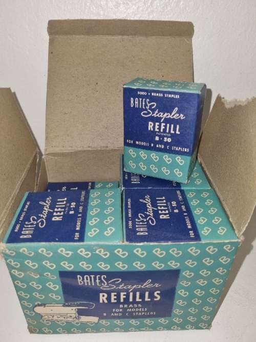 Stationery - Vintage Bates Stapler Brass Wire Refills - Large Box ...