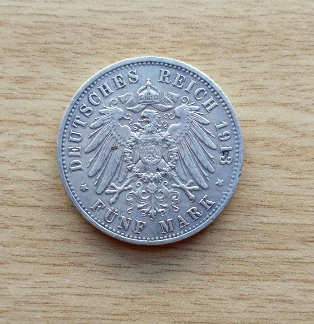 Europe - Deutsches Reich 1913A Silver Funf Mark. Nice Coin!! was sold ...