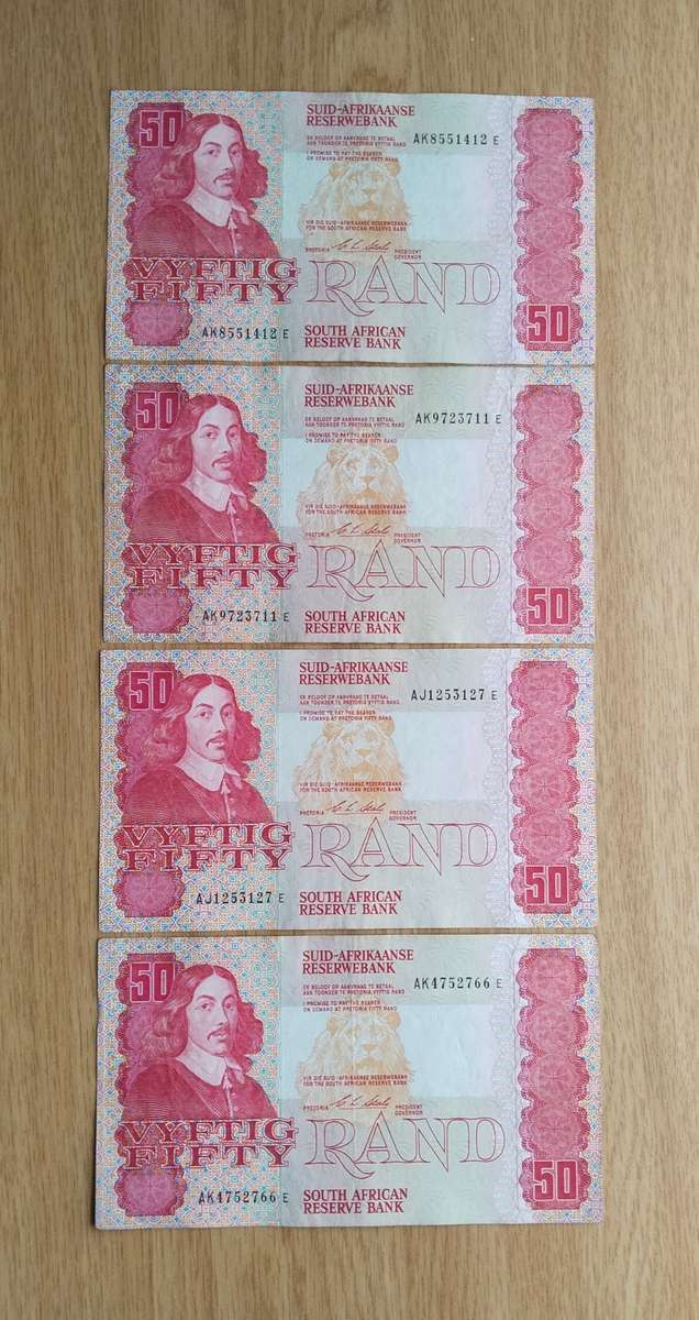 CL Stals - South Africa CL Stals Collection of 4 Old R50 Bank Notes ...