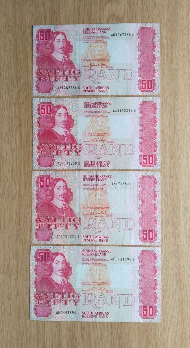 GPC de Kock - South Africa collection of 4 Old R50 Bank Notes. for sale ...