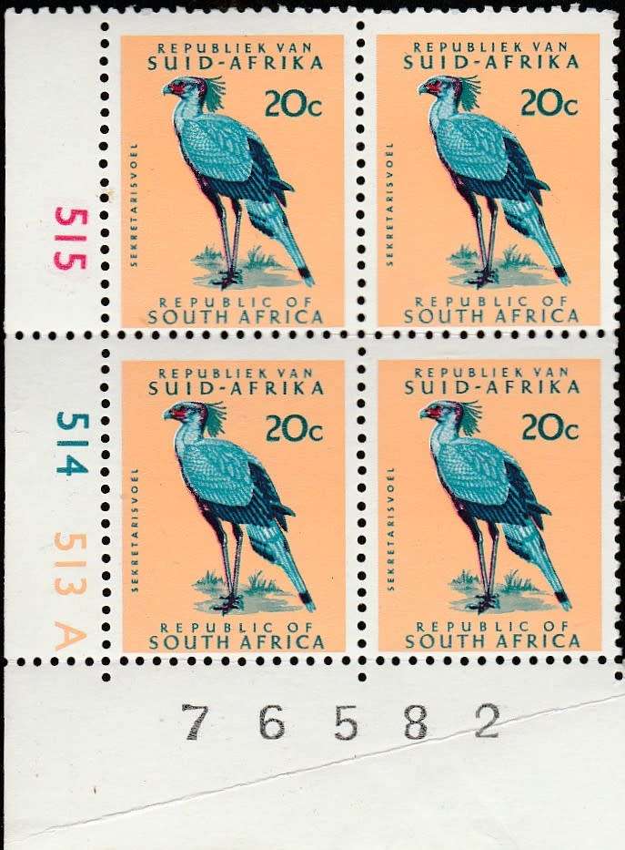 Republic of South Africa - 1973 R S A 20c Control Block no 515 514 513A ...