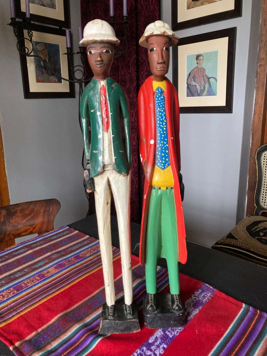 Wooden - PAIR OF WOODEN COLONIAL FIGURINES was sold for R162.00 on 10 ...