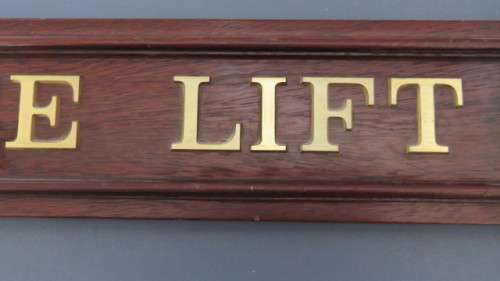 Signage - Stunning Vintage Wood and Brass `Service Lift` Sign (From ...