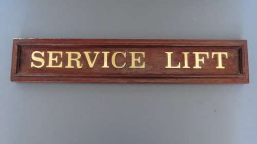 Signage - Stunning Vintage Wood and Brass `Service Lift` Sign (From ...