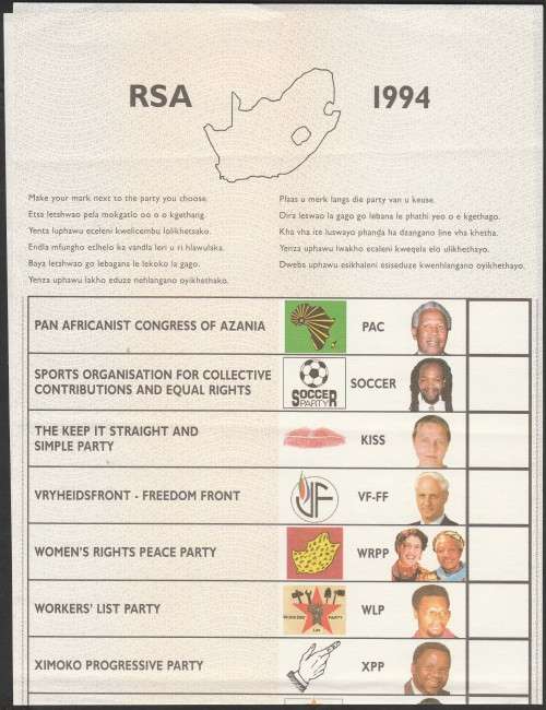 Republic of South Africa - RSA 1994 NATIONAL and PROVINCIAL ELECTION ...