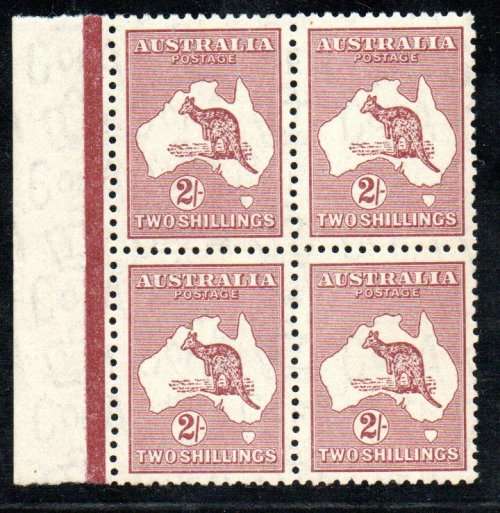 Australia - AUSTRALIA 1945 2s KANGAROO MARGINAL BLK OF (X4) UMM. SG212. CV GBP 22. LOVELY ITEM ...