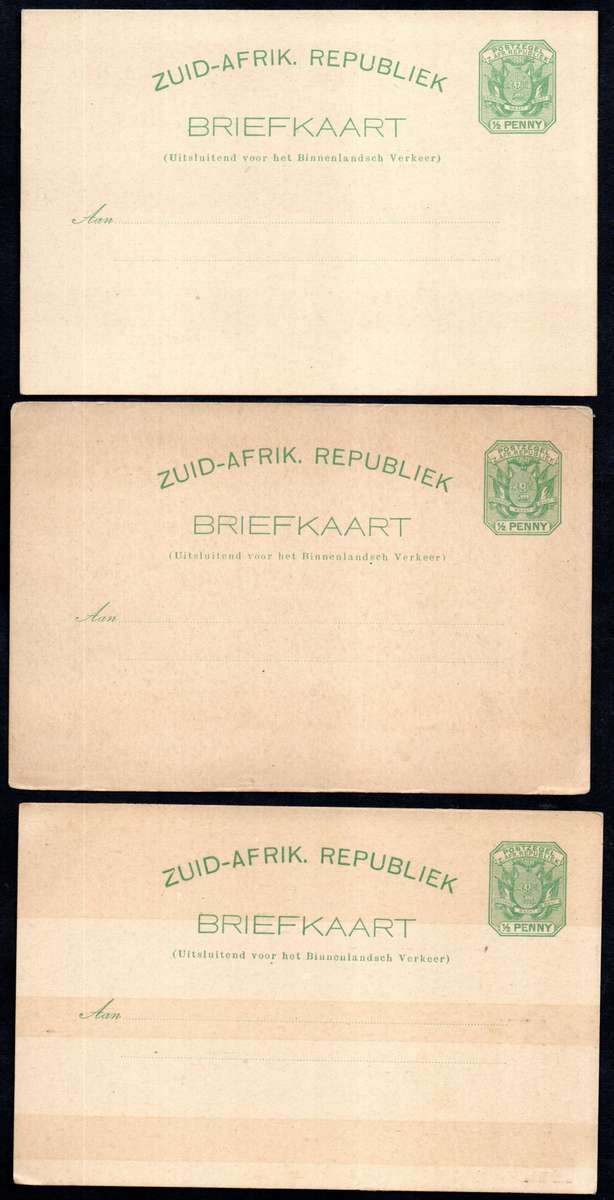 Transvaal - TRANSVAAL/ZAR SELECTION OF (X4) UNUSED BRIEF KAARTE/LETTER ...