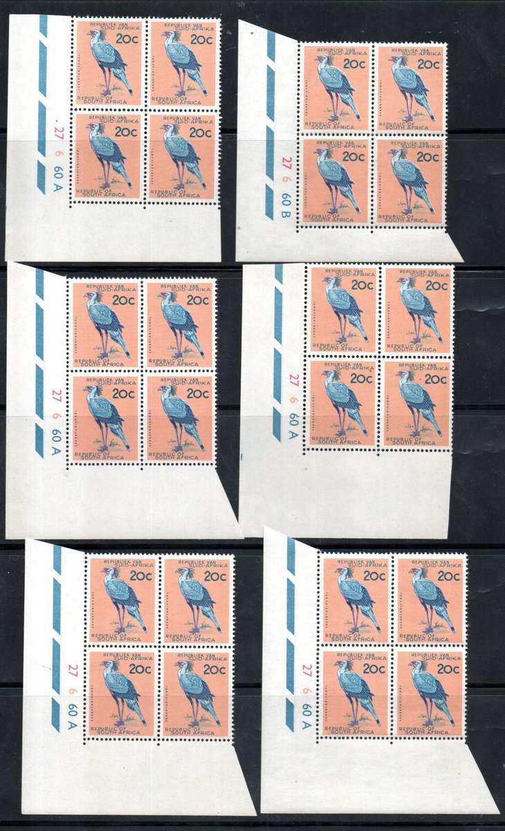 Republic of South Africa - RSA 1963 DEF (X6) 20c CONTROL BLK CYL NOs 27 ...