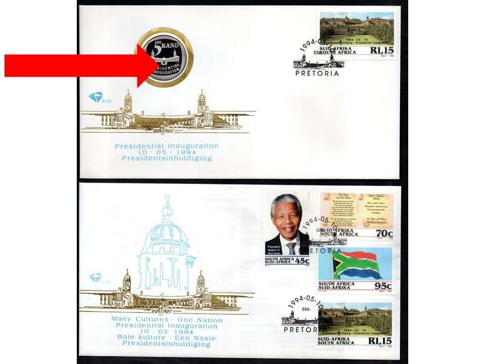 Republic of South Africa - RSA 1994 PRES ELECTION COIN FDC 6.3c WITH ...