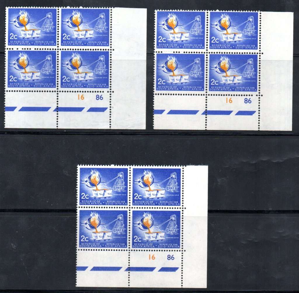 Republic of South Africa - RSA 1961 DEF ISSUE (X3) 2c CONTROL BLKS OF ...