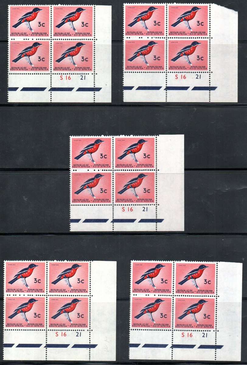 Republic of South Africa - RSA 1961 (X5) 3c CONTROL BLKS OF (X4) UMM ...