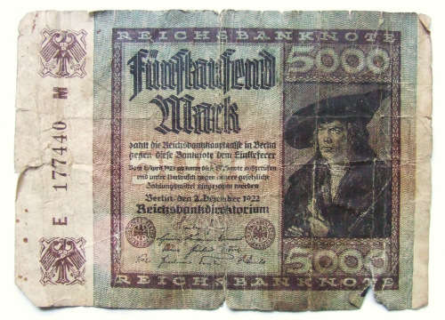 Europe & Great Britain - 1922 German Reichs Bank Note (5000 Mark) was ...