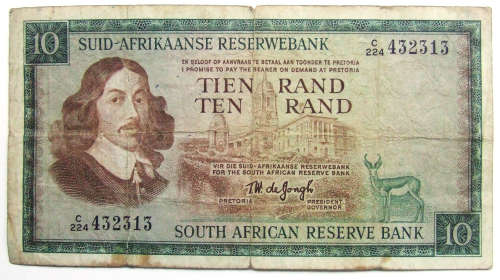 TW de Jongh - South Africa R10 Note was sold for R7.00 on 15 Nov at 22: ...