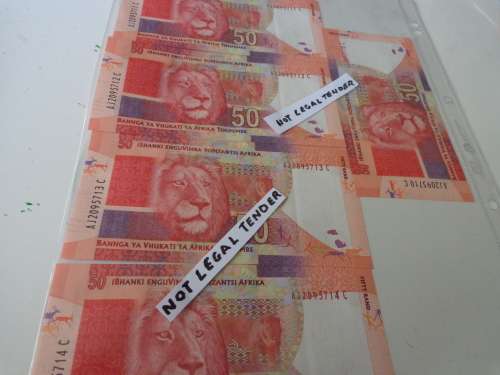 Numismatic collectables - 1ST ISSUE 5 X 50 RAND NOTES.UNCIRCULATED ...
