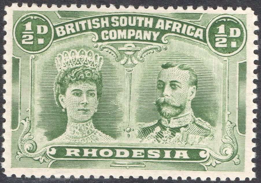 Colonial Britain - BSAC / RHODESIA SG182a ½d GREEN - PERF 13½ - VLMM CV ...