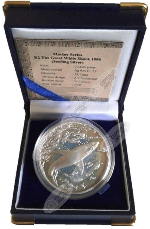Two Rand - 1999 SILVER PROOF R2 - THE GREAT WHITE SHARK for sale in ...