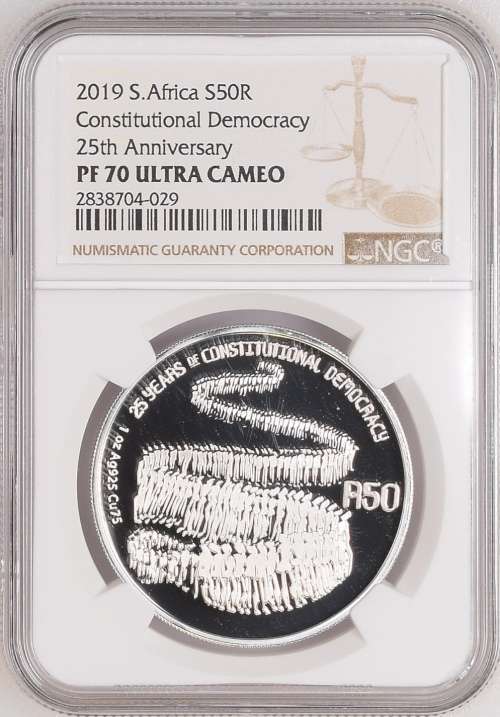 One Rand - PF70 UC - 2019 Silver Proof R50 - Constitutional Democracy ...