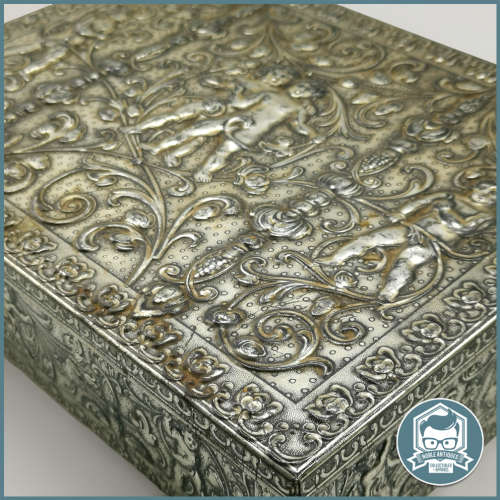 Tin - Large Vintage W. Germany Silver Cherub Hinged Cookie Box ...