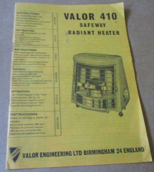 Documents - VINTAGE VALOR 410 SAFEWAY RADIANT HEATER - INSTRUCTIONS ...