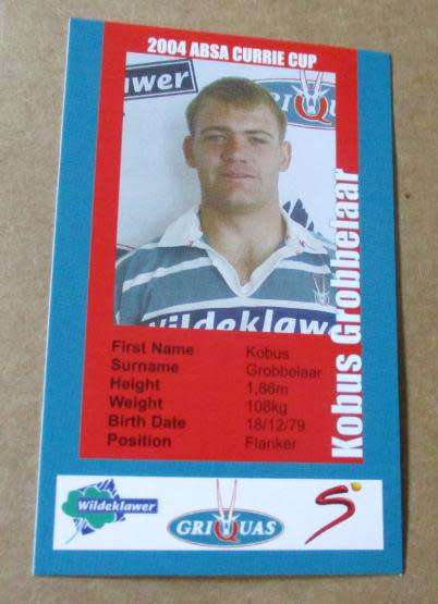 Sporting Memorabilia - KOBUS GROBBELAAR - GRIQUAS RUGBY - 2004 SUPER ...