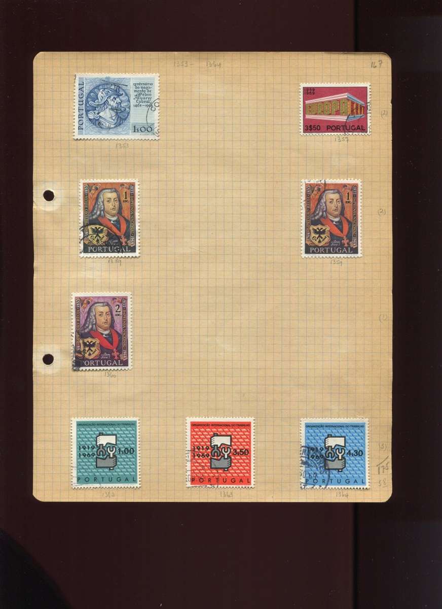 Portugal & Colonies - Portugal - 8 Stamps Mounted on Old Album Page for ...