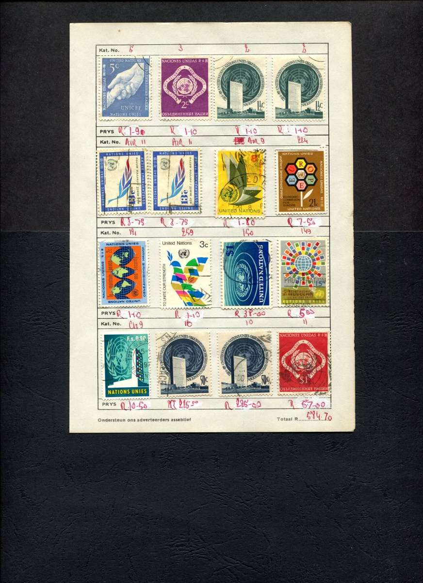 Other Americas - UN - 16 Stamps Mounted (Hinged) On Old Approval Page ...