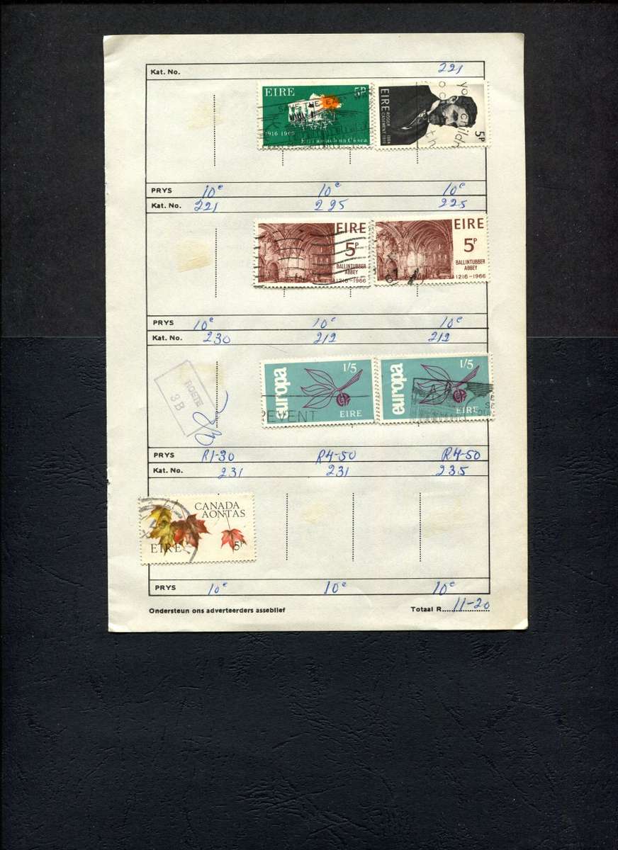 Republic of Ireland - Ireland - 7 Stamps Mounted (Hinged) On Old ...