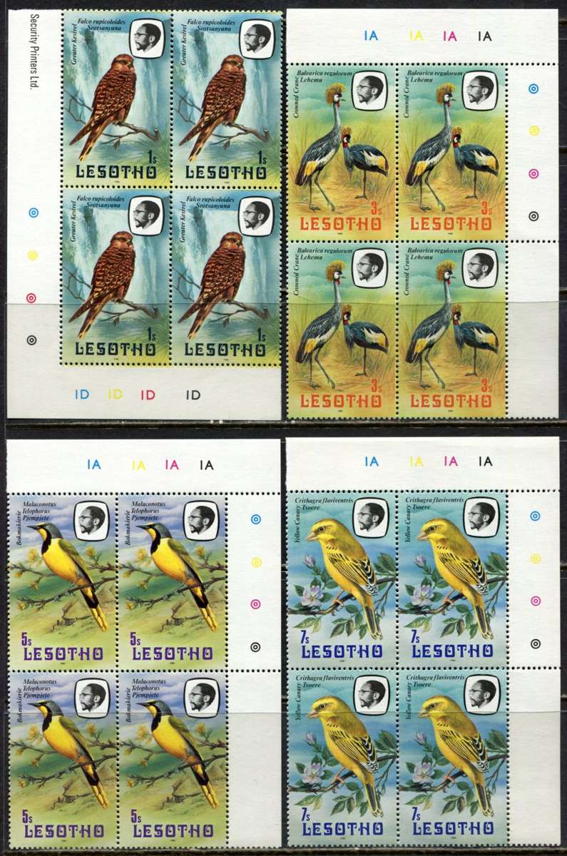 Lesotho & Basutoland - Lesotho - Birds - Set of 14 Control Blocks of 4 ...