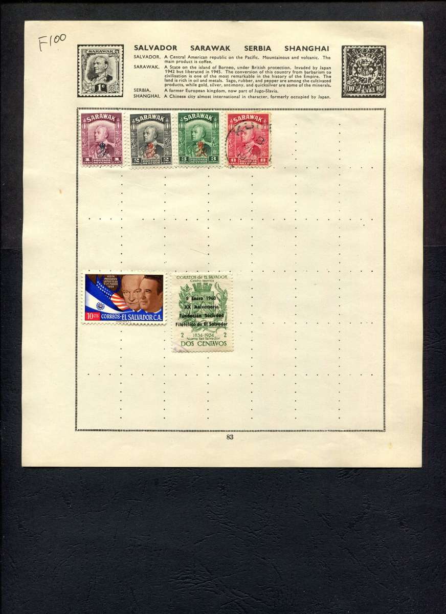 Colonial Britain - Sarawak/El Salvador - 6 Stamps Mounted (Hinged) On ...