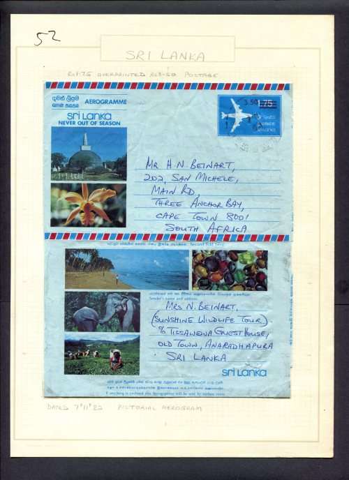 Bulklots and Thematic Collections - Sri Lanka - 1 Used Aerogram Mounted ...