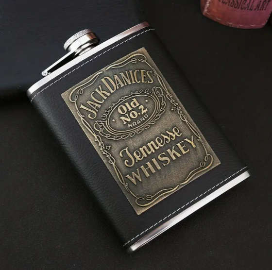 Flasks - Faux Leather Flask, Stainless Steel Square Flask was sold for ...