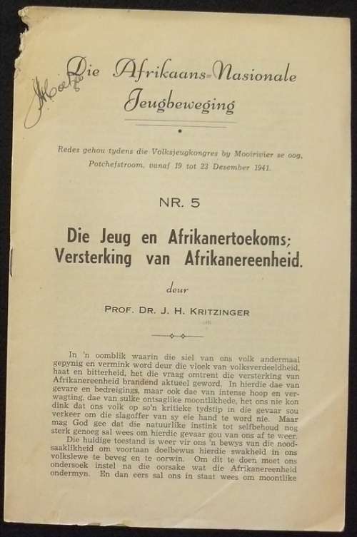 Africana Books - Die Jeug en Afrikanertoekoms, Versterking van ...