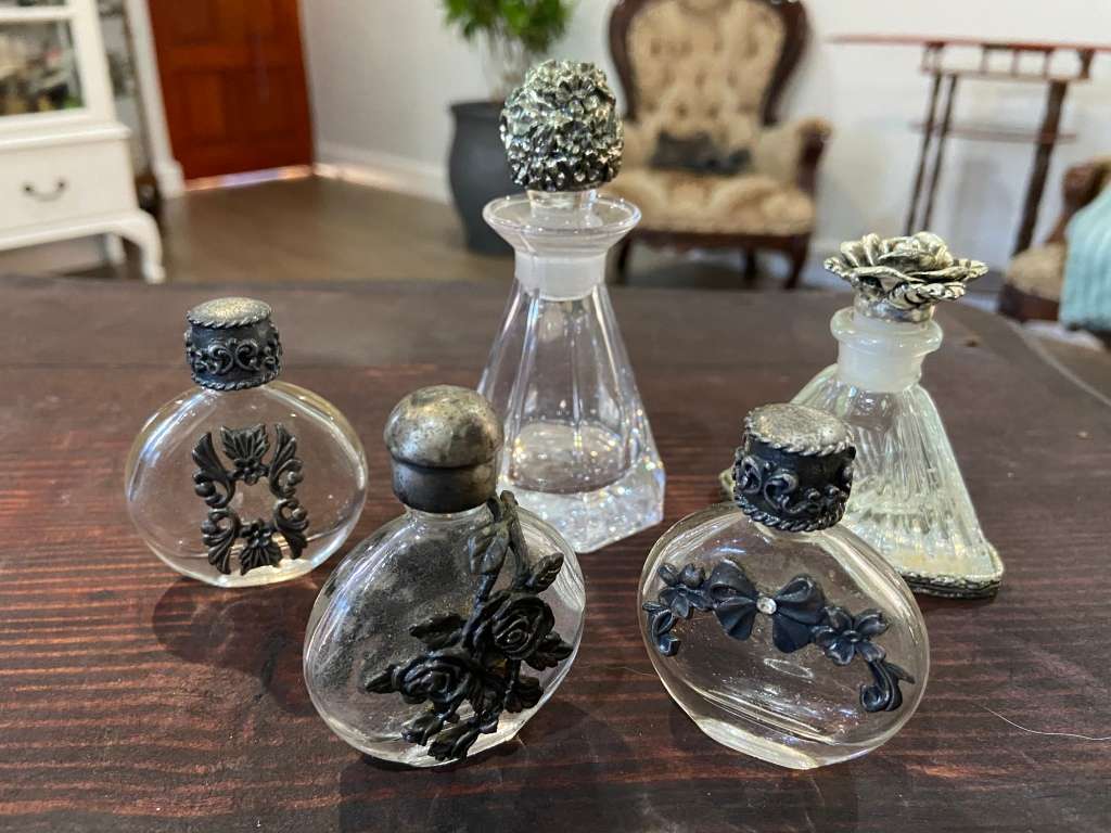 Perfume & Scent Bottles - COLLECTION 5 FILIGREE LITTLE PERFUME BOTTLES ...